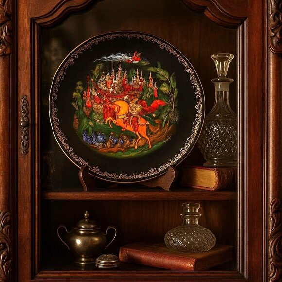 Palekh | Accents | Vintage 988 Palekh Russian Plate Ruslan Ludmila ...